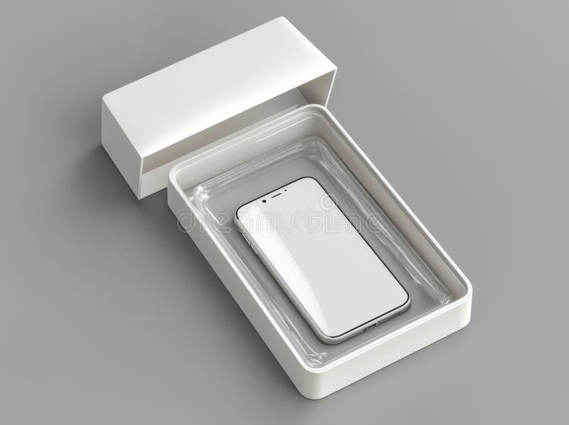 Paper Cell Phone Packaging Box, 3d Render Illustration. Stock ...