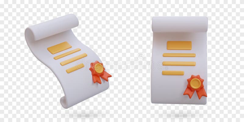 Paper Certificate with Gold Seal and Red Ribbon. Qualification ...