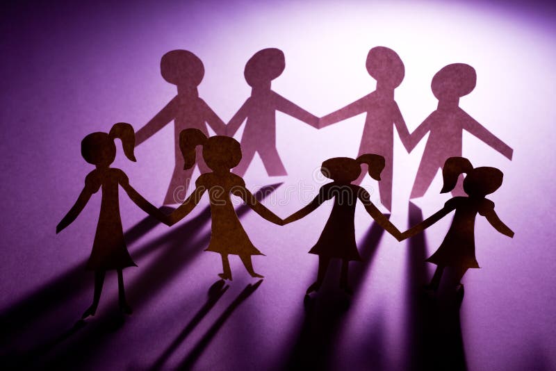 Paper Chain girls and boys stock image. Image of silhouette - 189164579