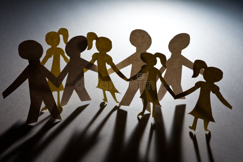 Paper Chain girls and boys stock image. Image of team - 189164589