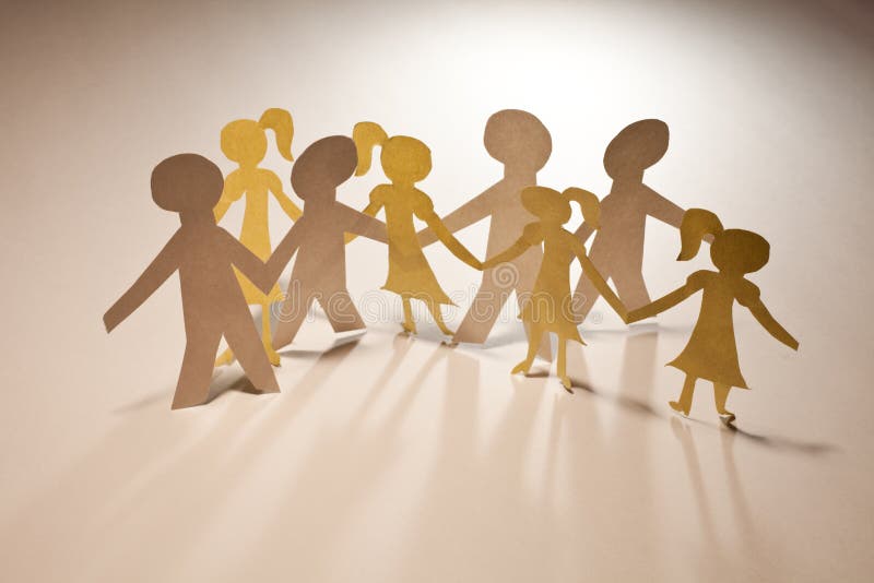 Paper Chain girls and boys stock photo. Image of concepts - 189164634