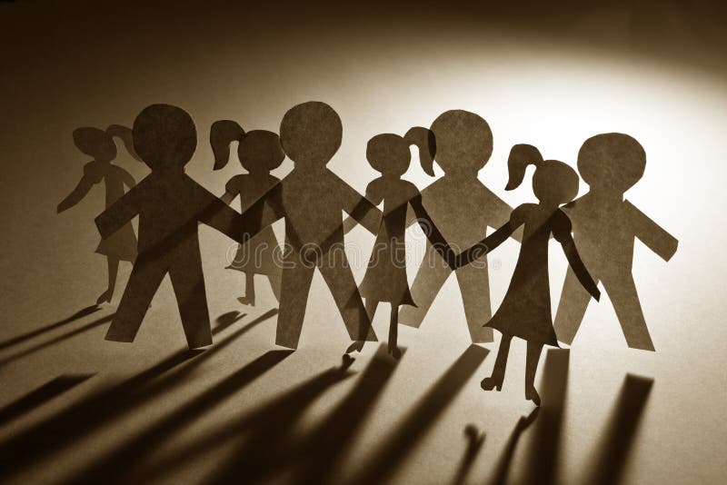 Paper Chain girls and boys stock photo. Image of shadow - 189164652