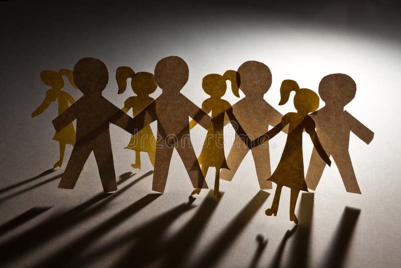 Paper Chain girls and boys stock photo. Image of women - 189164654