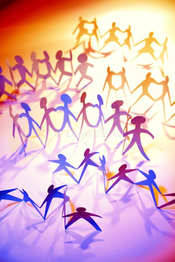Paper chain people stock image. Image of group, hands - 5791629