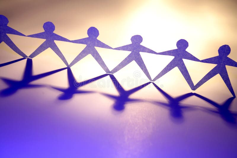 Paper man chain stock photo. Image of bond, network, blue - 5626000