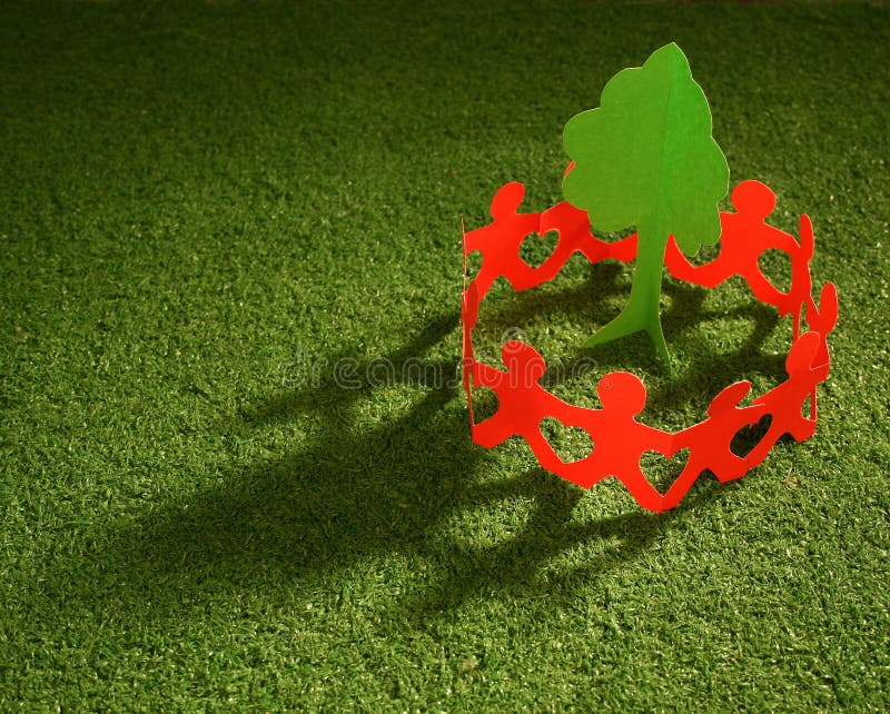 Paper Chain People Caring for the Planet Stock Image - Image of ...