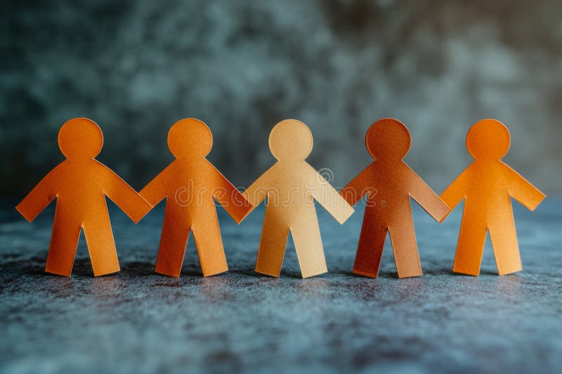Paper Chain People Holding Hands Representing Teamwork and Unity Stock ...