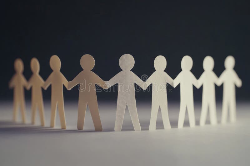 Paper Chain People Holding Hands, Showing Equality and Diversity Stock ...