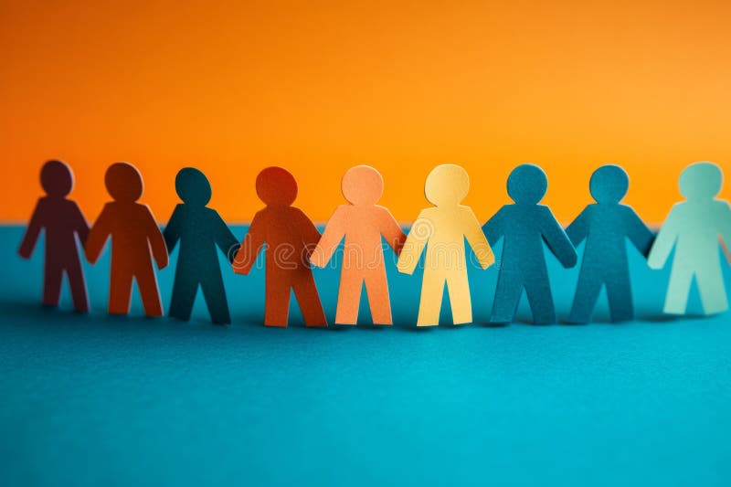 Paper Chain People Holding Hands Symbolizing Community and Teamwork ...