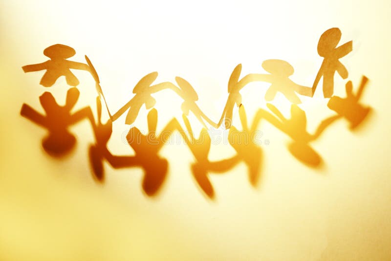Paper Chain Team Holding Hands Stock Photo - Image of friends, group ...
