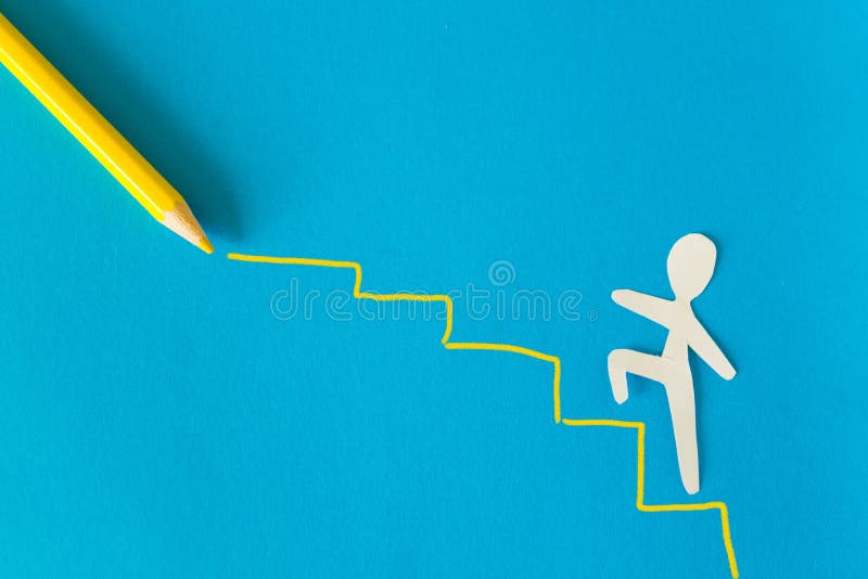 Paper Character Goes Upstairs Stock Image - Image of concept, stairway ...