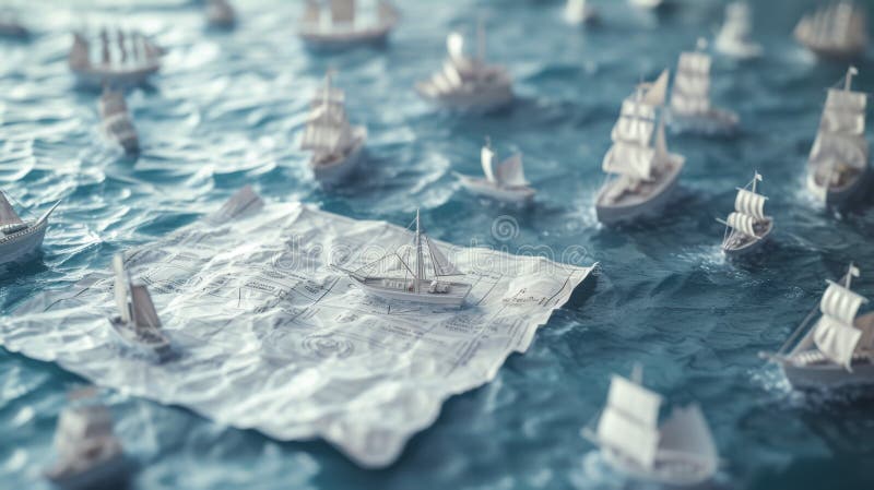 A Paper Chart Littered with Plotted Coordinates and Handdrawn Ship ...