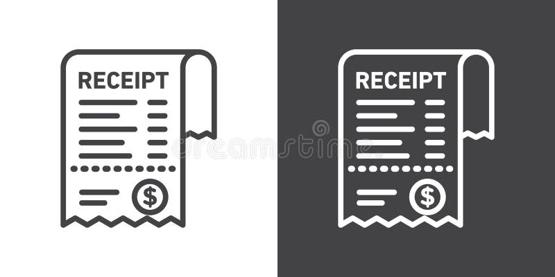 Paper Check Receipt Icon Flat Vector Set Outline Stock Illustration ...