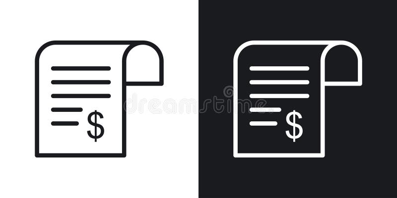 Paper Check Receiptline in Thin Line Black Color. Flat Simple Vector ...