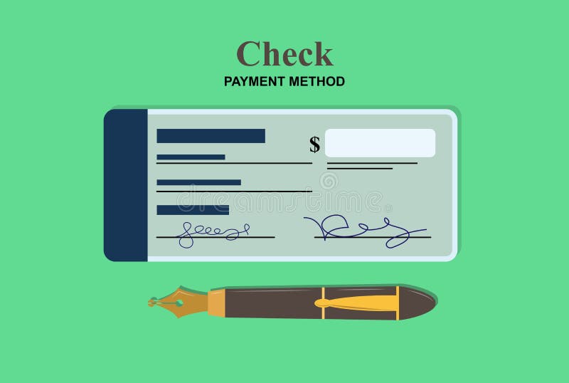 Paper Check with Signatures and an Ink Pen. Simple Design Stock Vector ...