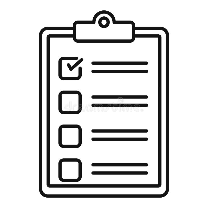 Paper Checklist Icon, Outline Style Stock Vector - Illustration of ...