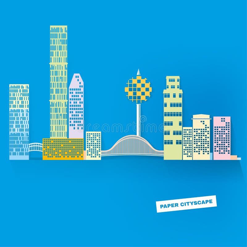 Paper Cut Cityscape. Skyscrapers and Residential Buildings in Origami ...
