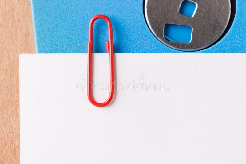 Paper Clip with Blank White Business Card Stock Image - Image of design ...