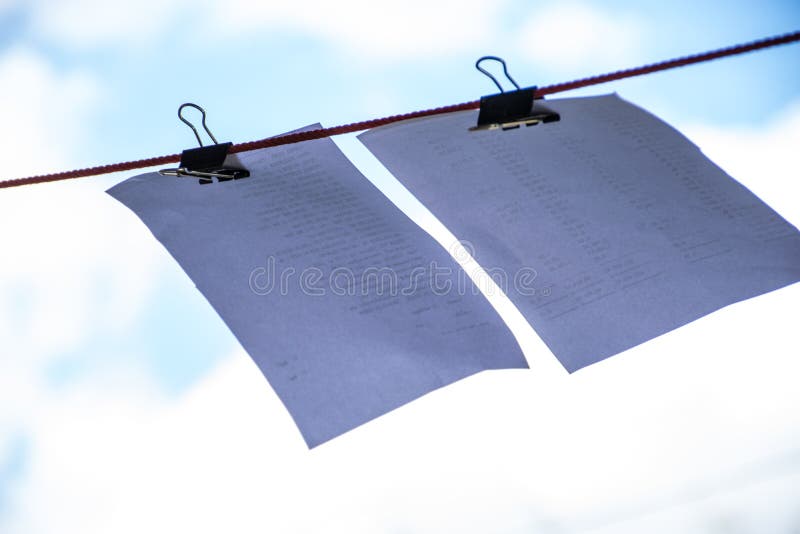 Paper Clip with Blue Sky Background Stock Image - Image of clothesline ...
