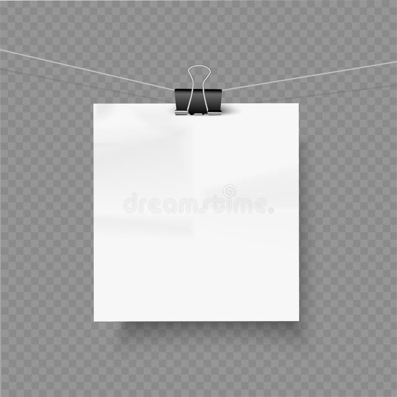Vector Paper Hanging with Paper Clip on Transparent Background ...