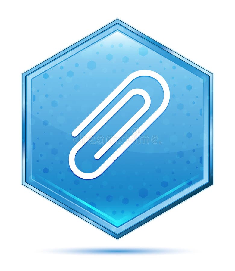 Paper Clip Icon Crystal Blue Hexagon Button Stock Illustration ...