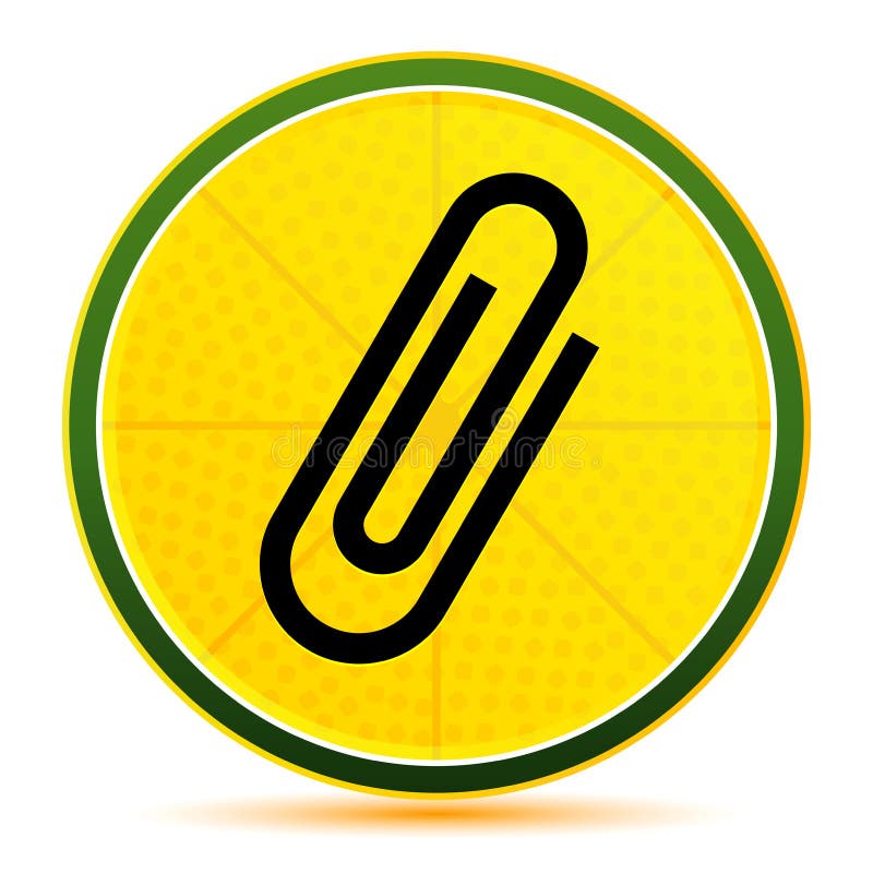 Paper Clip Icon Lemon Lime Yellow Round Button Illustration Stock ...