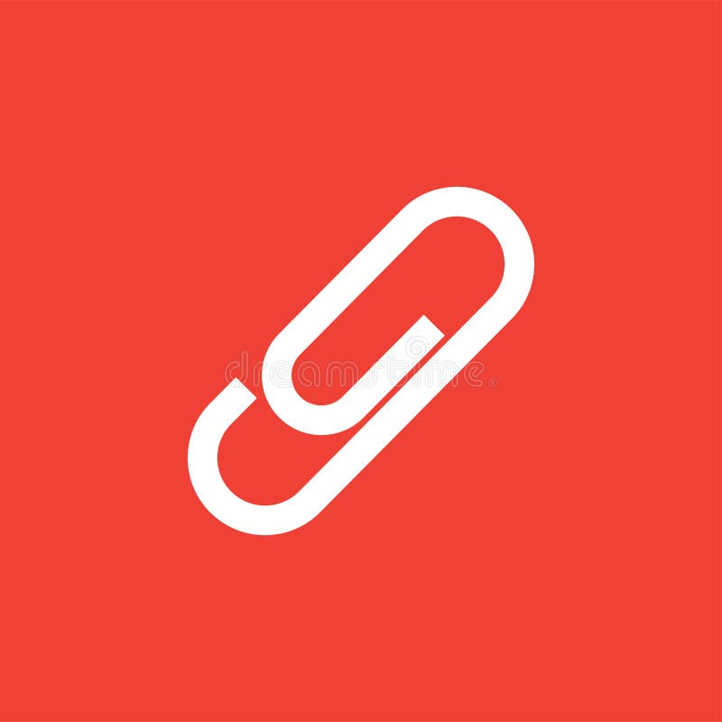 Paper Clip Icon on Red Background. Red Flat Style Vector Illustration ...