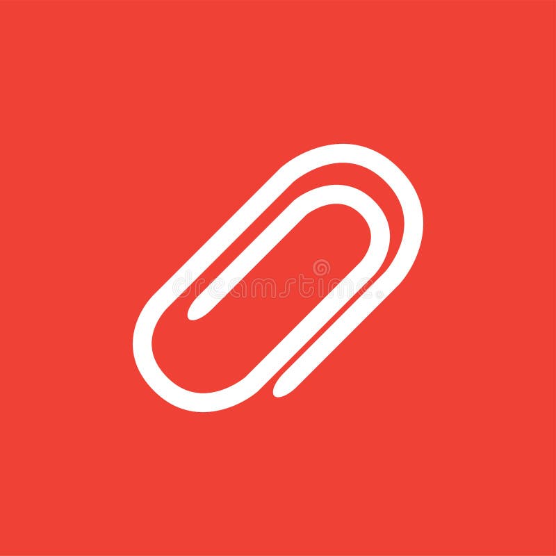 Paper Clip Icon on Red Background. Red Flat Style Vector Illustration ...