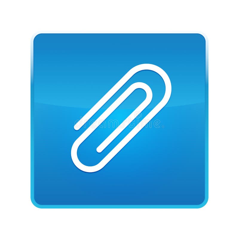 Paper Clip Icon Shiny Blue Square Button Stock Illustration ...