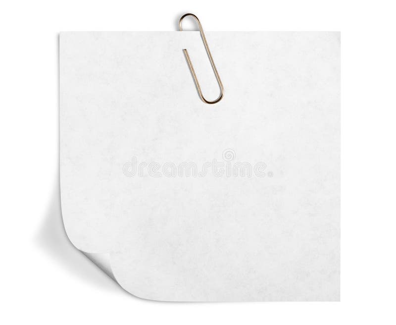 Blank Note Paper with Paper Clip Stock Image - Image of paper, message ...