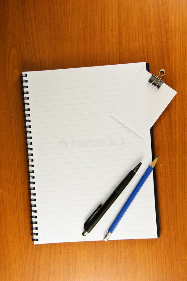 Paper Clip Paper Note Notebook Pen and Pencil Stock Image - Image of ...