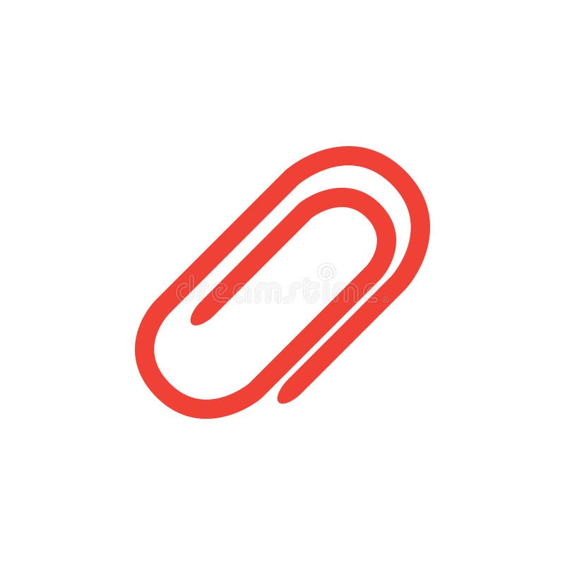 Paper Clip Red Icon on White Background. Red Flat Style Vector ...