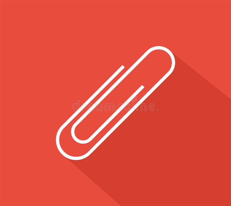 Paper Clip Sign Icon on Red Background. Flat Style. Vector Illustration ...
