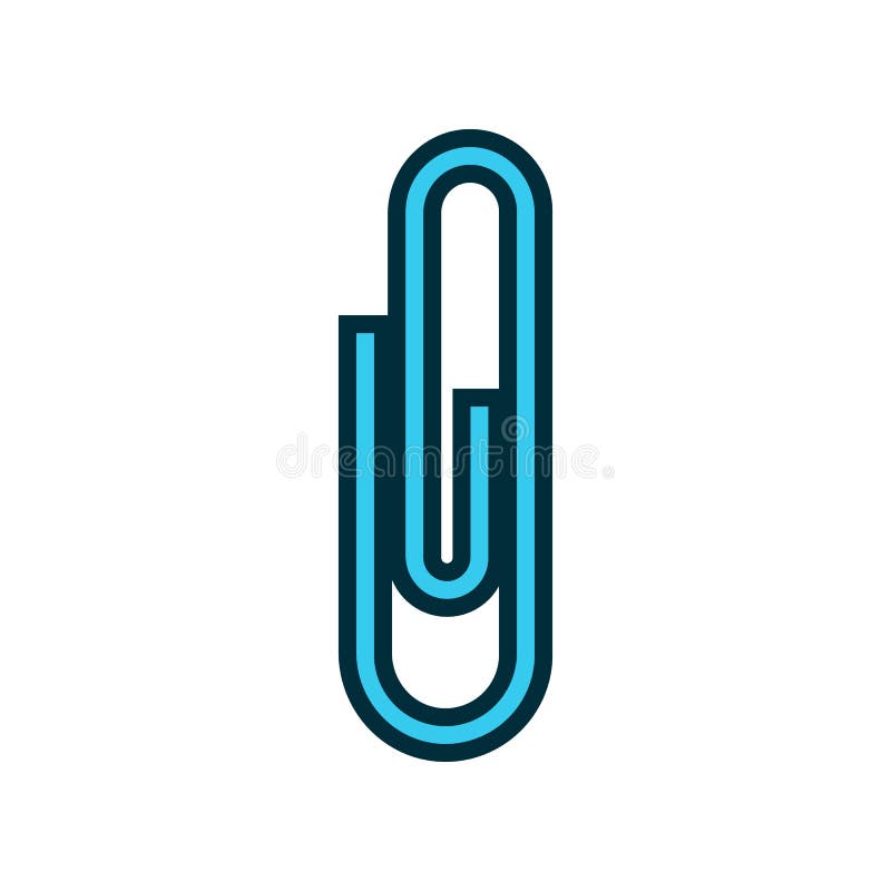 Paper Clip Symbol Blue Icon Vector Illustration Isolated on White ...