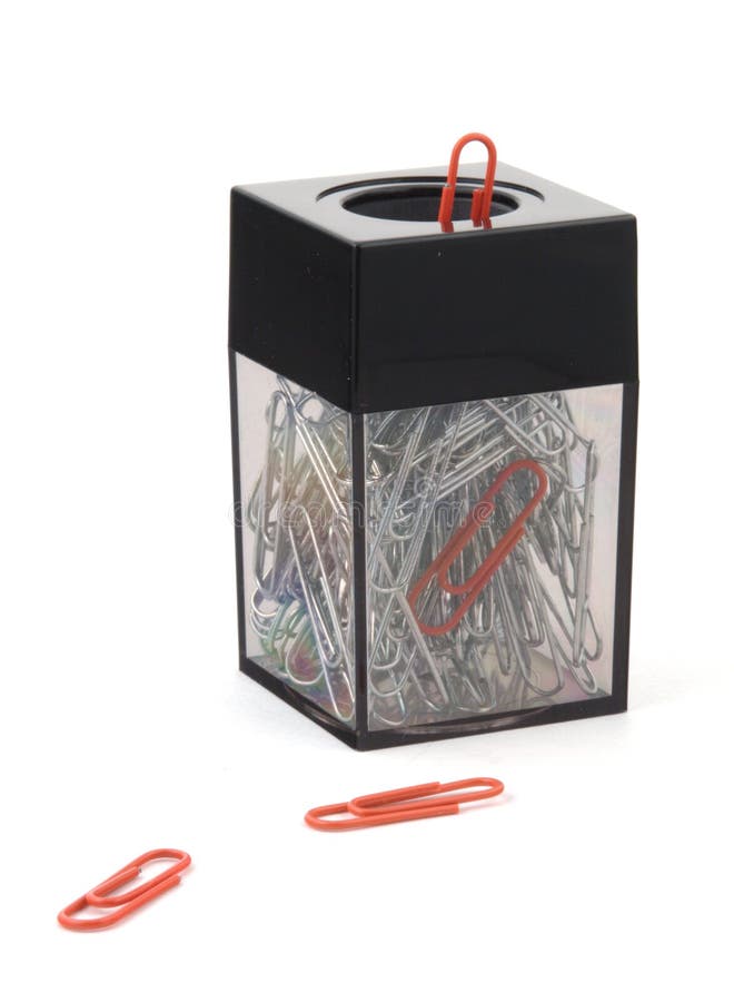 Paper clips in box stock image. Image of black, paper - 12895863