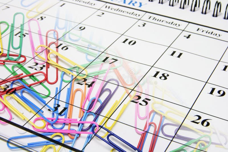 Paper Clips and Calendar stock image. Image of multicolor - 10948635