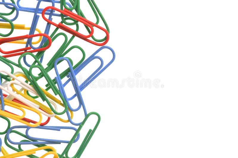 Paper Clips of Different Colors Isolated on White Background with Copy ...