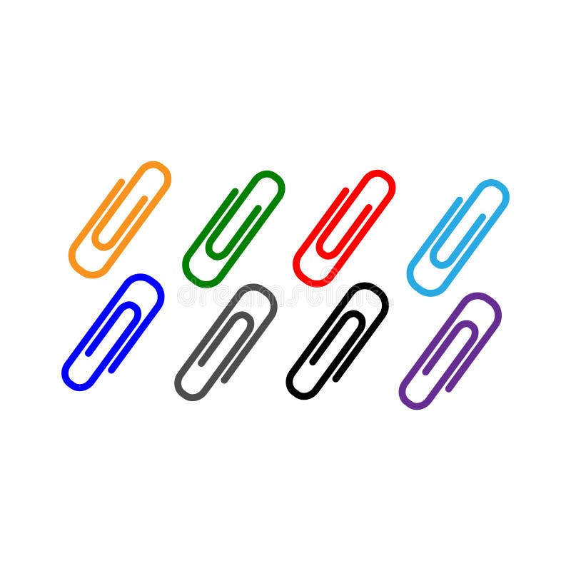 Paper Clips Multicolored. Set Icons.Flat for Design. Stock Vector ...