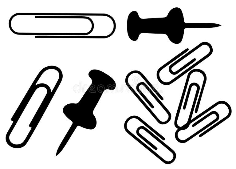 Paper Clips and Pins in a Set Stock Vector - Illustration of graphics ...