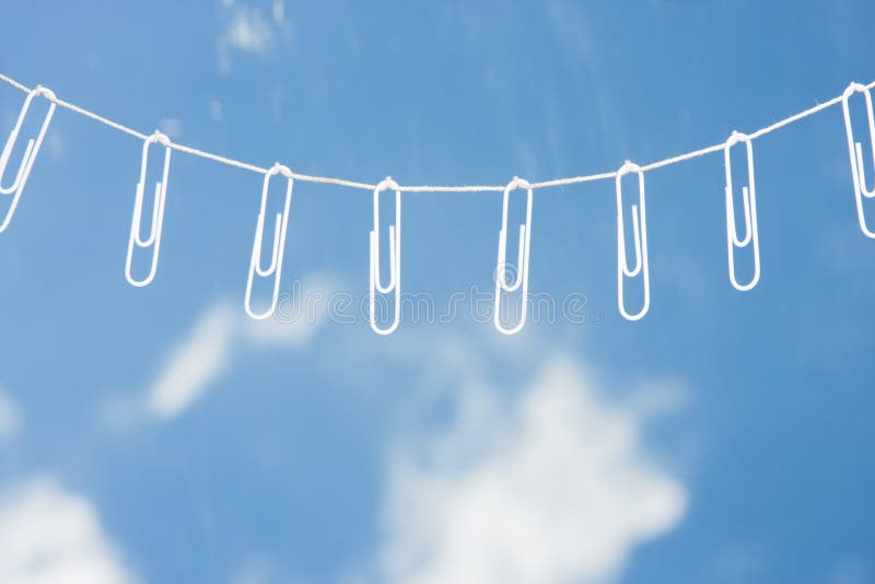 Paper Clips On A Rope With A Note Stock Image - Image of memo ...