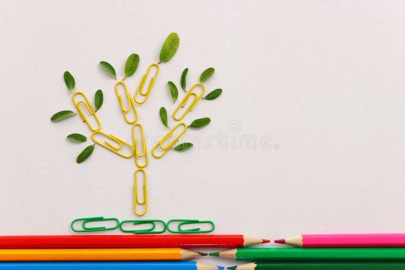 Paper Clips in the Shape of a Tree. Concept of Education, Creativity ...