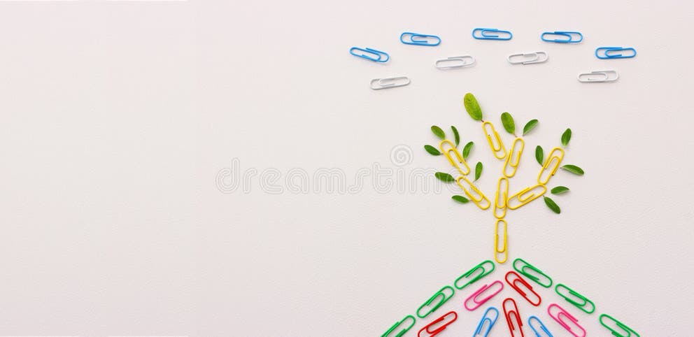 Paper Clips in the Shape of a Tree. Concept of Education, Creativity ...