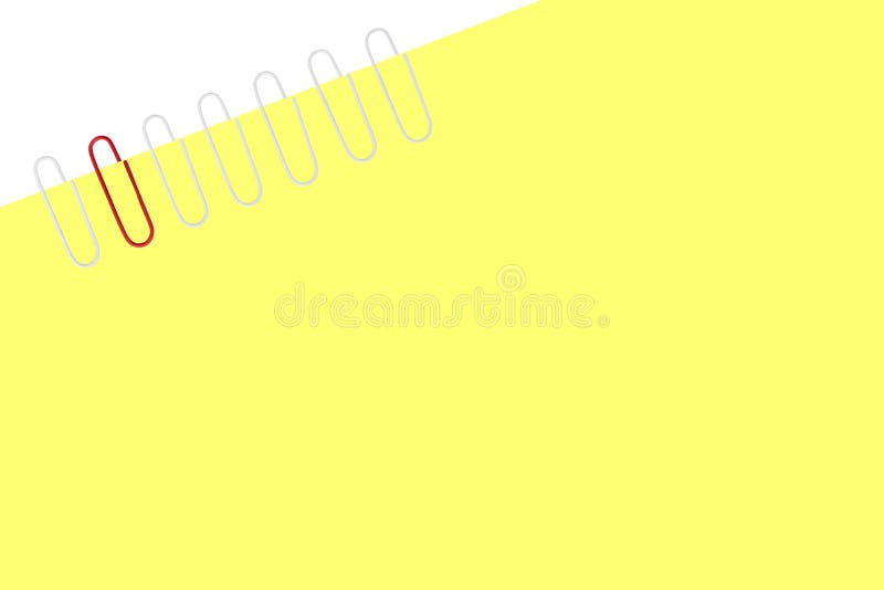 Red and White Paper Clips on Yellow Sheet. Stock Photo - Image of clamp ...