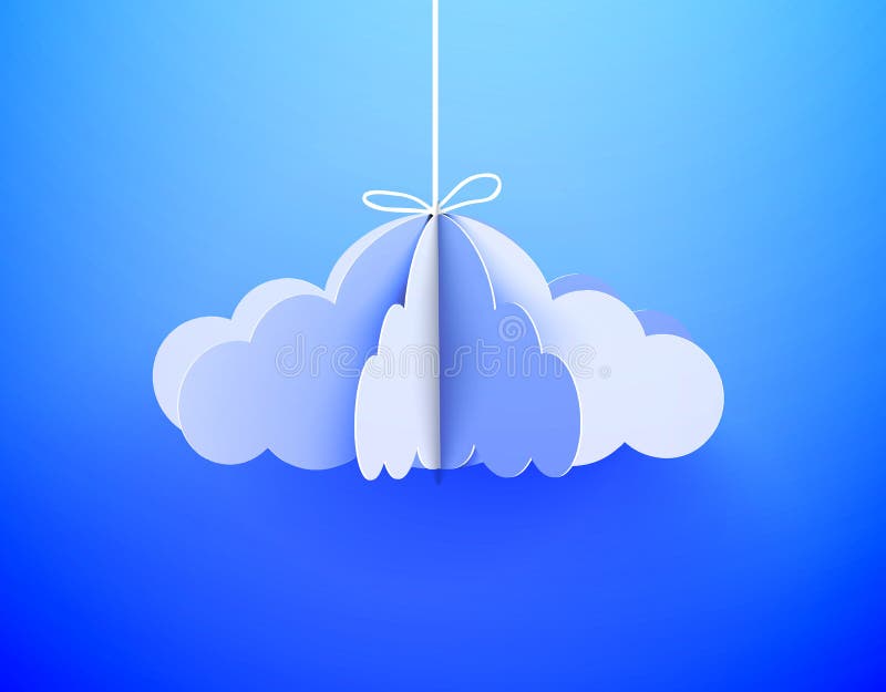 Paper Cloud in Origami Style on the Sky Background Stock Vector ...