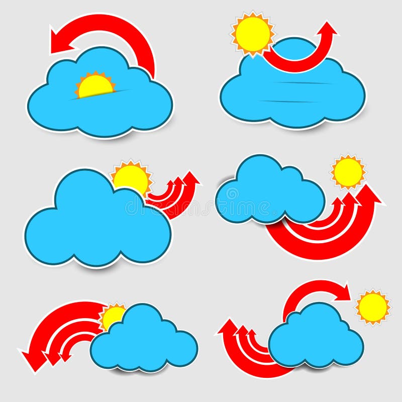 Paper Cloud and Paper Sun with Red Arrow Stock Vector - Illustration of ...