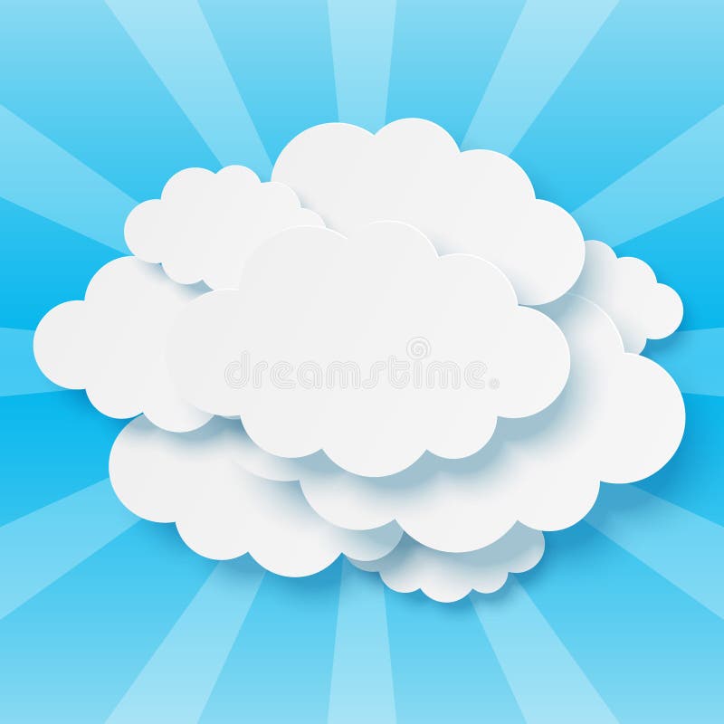Paper Clouds on Blue Sky Background for Your Design Stock Vector ...