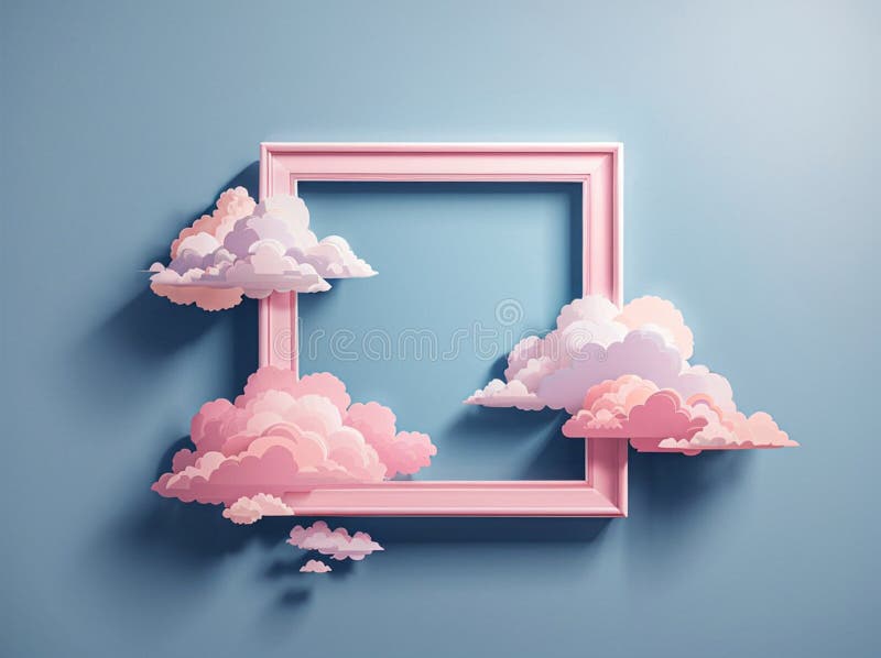 Paper Clouds in a Frame. Generative AI. Stock Illustration ...