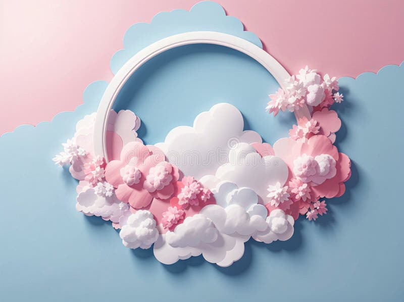 Paper Clouds in a Frame. Generative AI. Stock Illustration ...