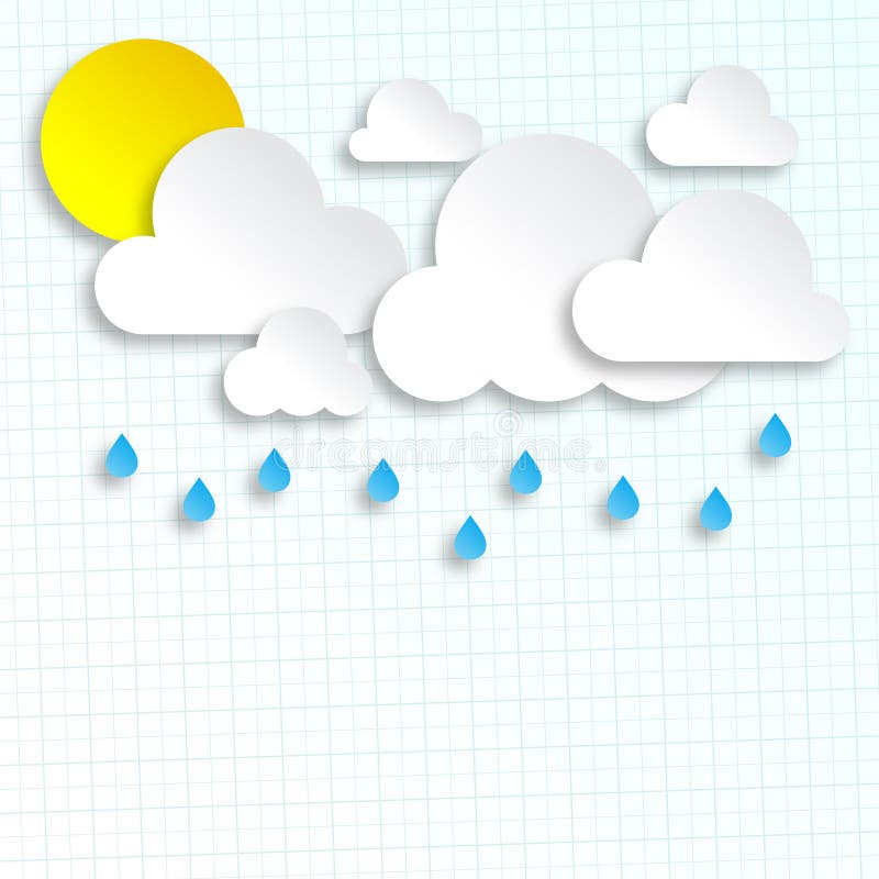 Paper Clouds and Sun stock vector. Illustration of composition - 33838089