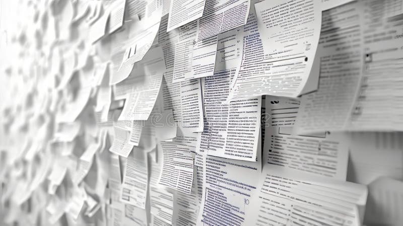 Paper Clutters a Close-up Photo of a White Wall, Revealing Notes and ...